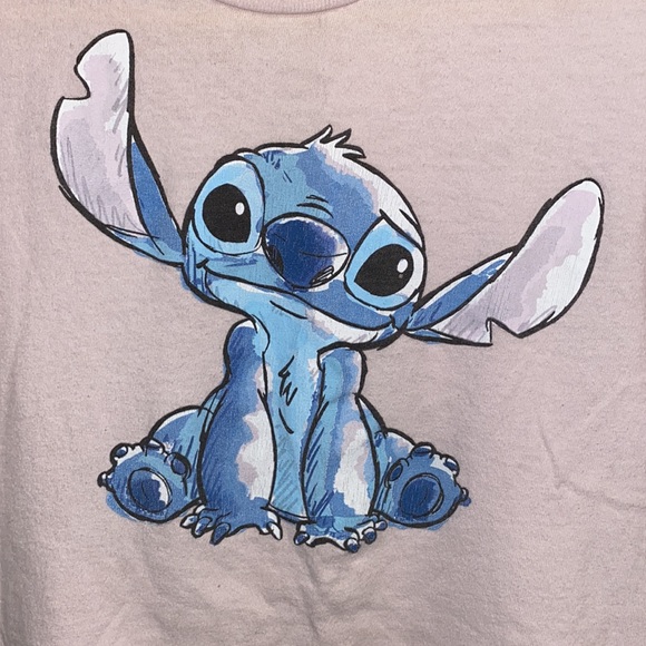 Disney | Tops | Disney Medium Pink Lio Stitch Crop Top Tee | Poshmark
